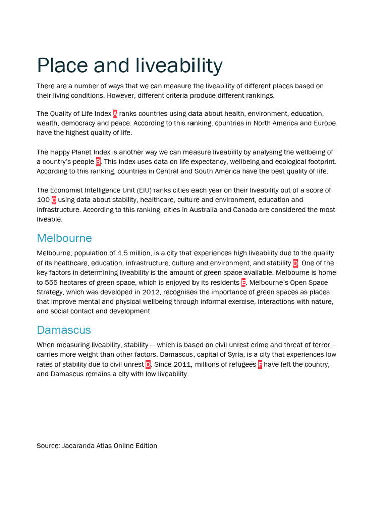 Place and liveability | PDF
