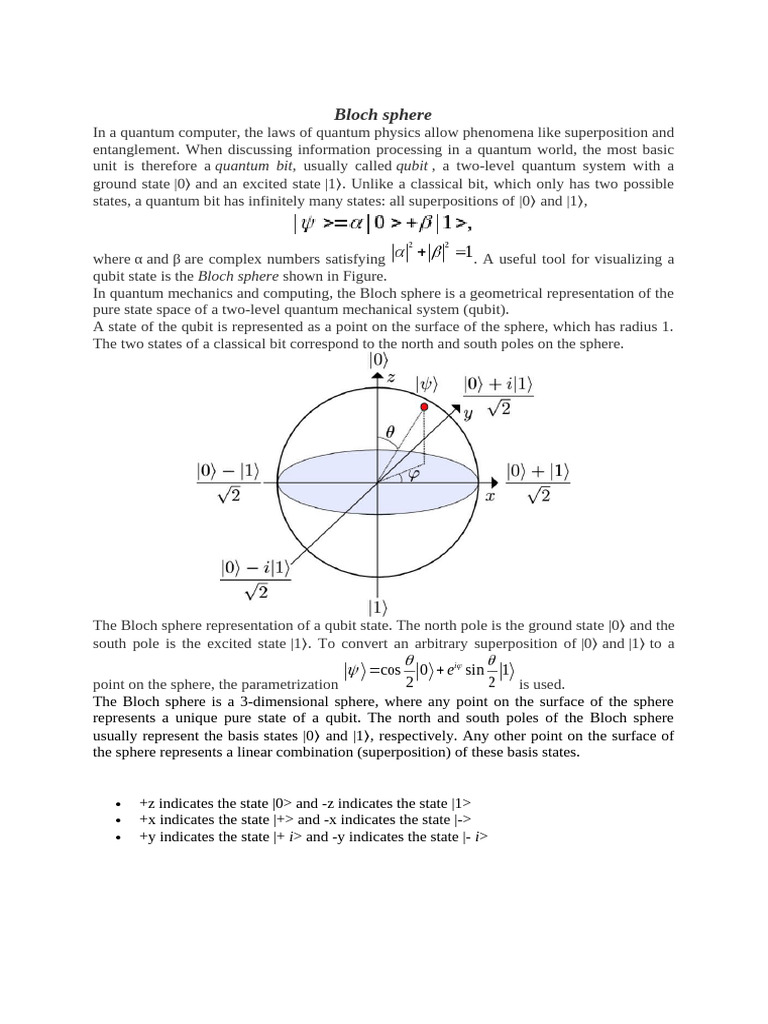 Bloch Sphere for Quantum Computing | PDF