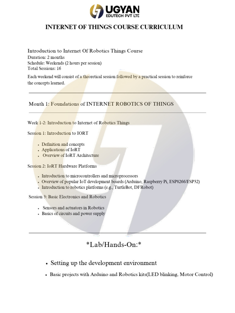 IORT Course Curriculum | PDF | Internet Of Things | Cloud Computing