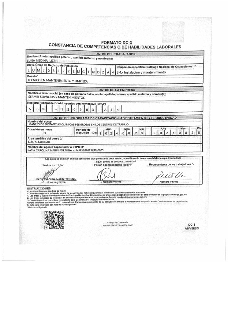 DC3 Sustancias Quimicas Lizzet | PDF