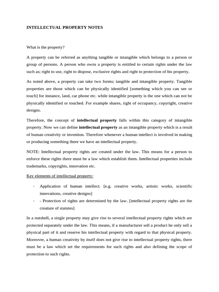 Intellectual Property Notes | PDF | Trademark | Copyright