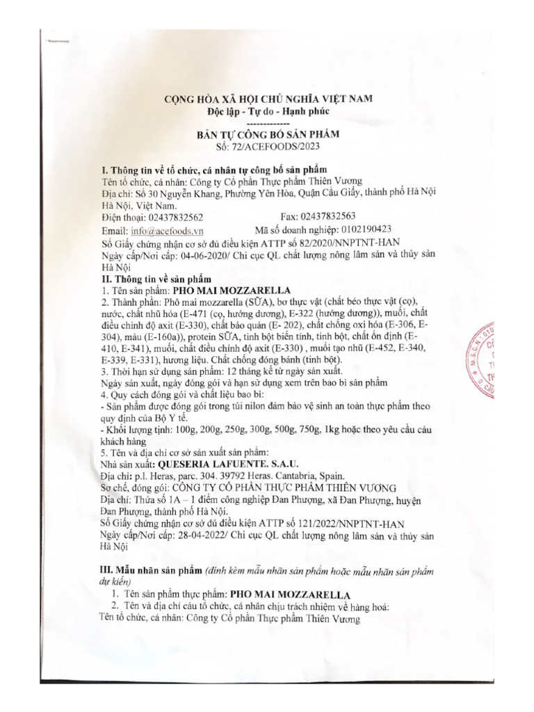 72 - TCB PHO MAI MOZZARELLA TBN NHIỀU SIZE | PDF