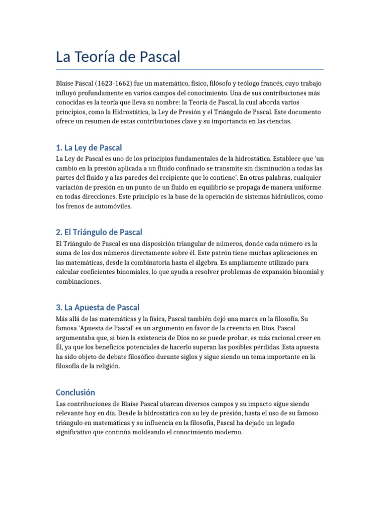 Teoria de Pascal | PDF