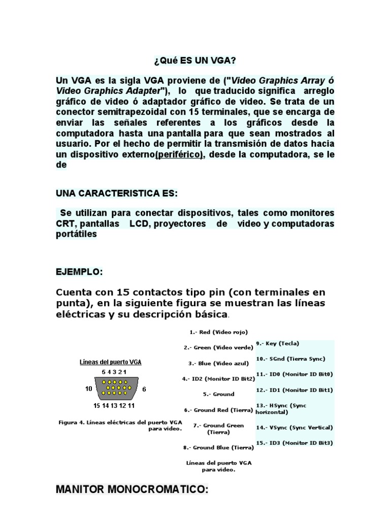 Qué ES UN VGA | PDF | Monitor de computadora | Disco flexible