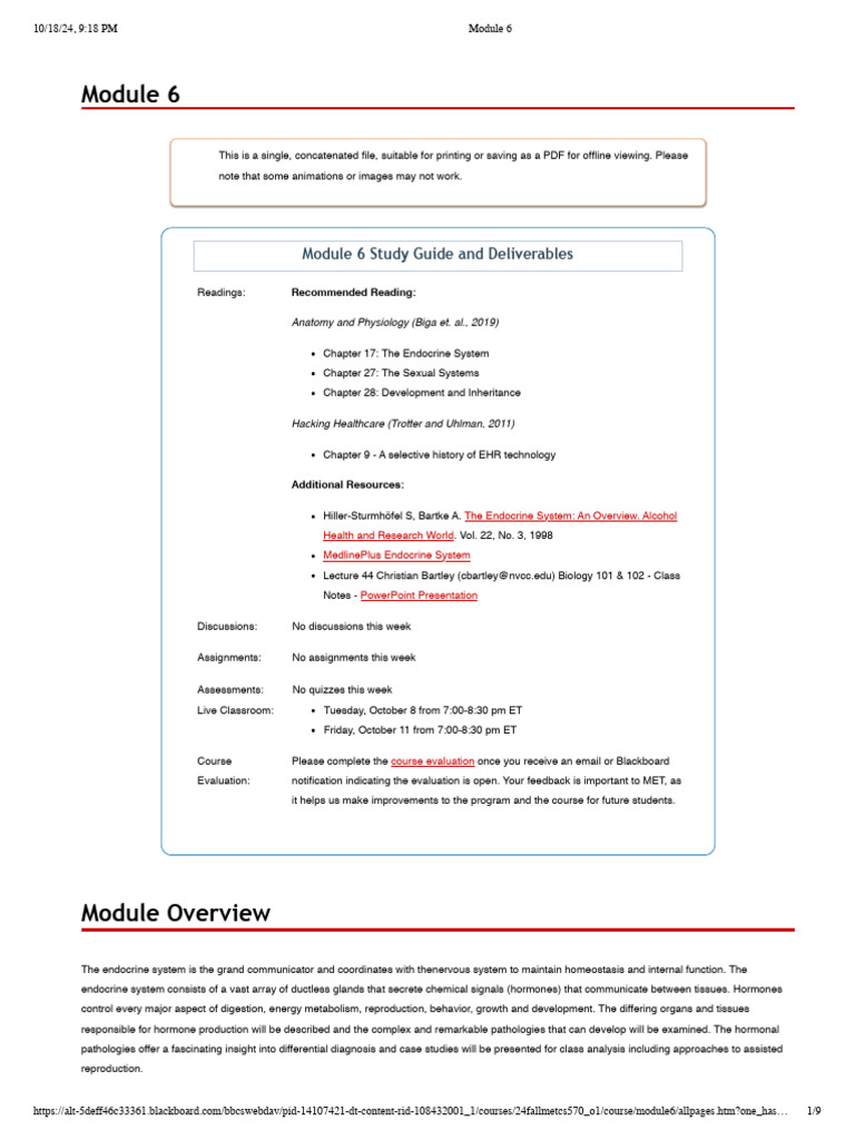 Module 6 | PDF | Endocrine System | Hormone