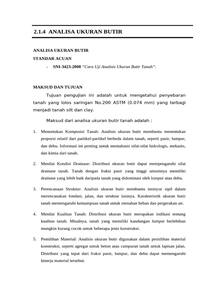 M1 - Analisa Ukuran Butir - K2 - R2 | PDF
