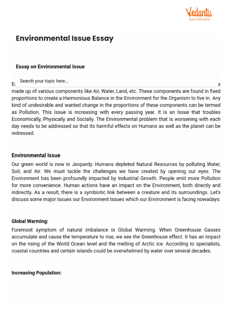 Environmental Issue Essay | PDF