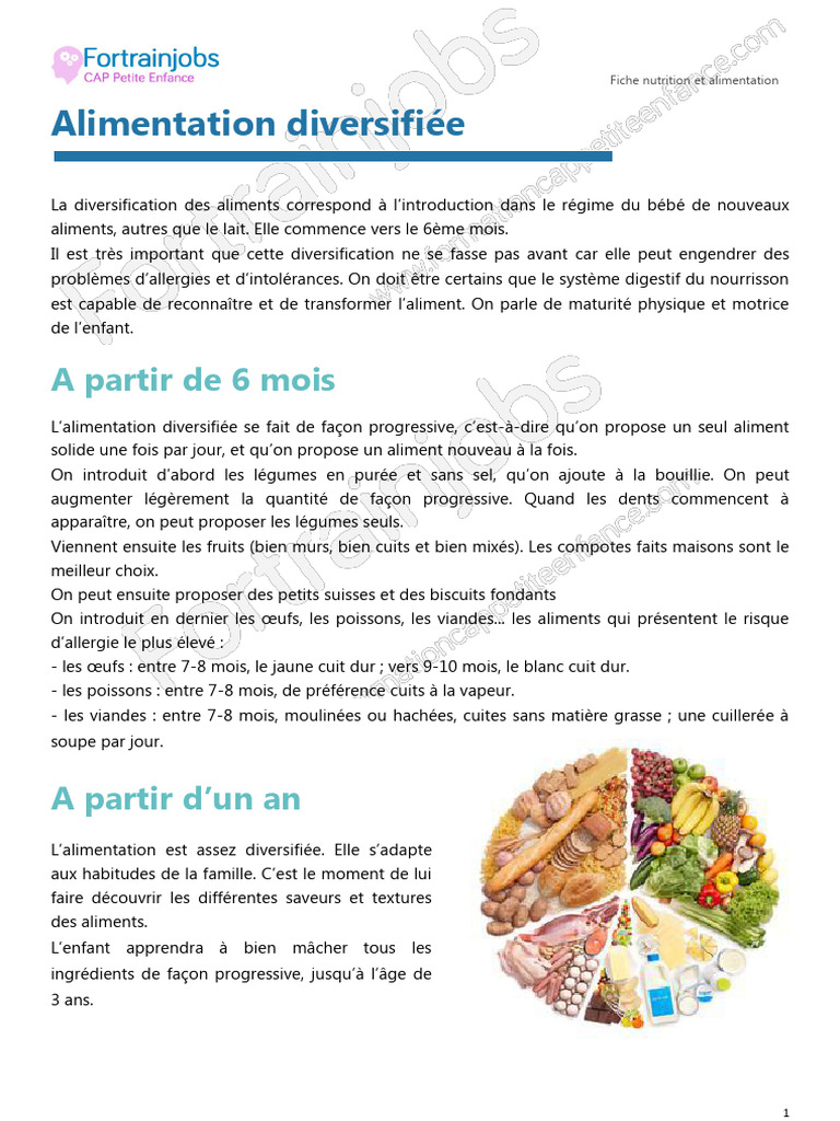 Diversification alimentaire pour bébés | PDF | Nourritures | Nutrition