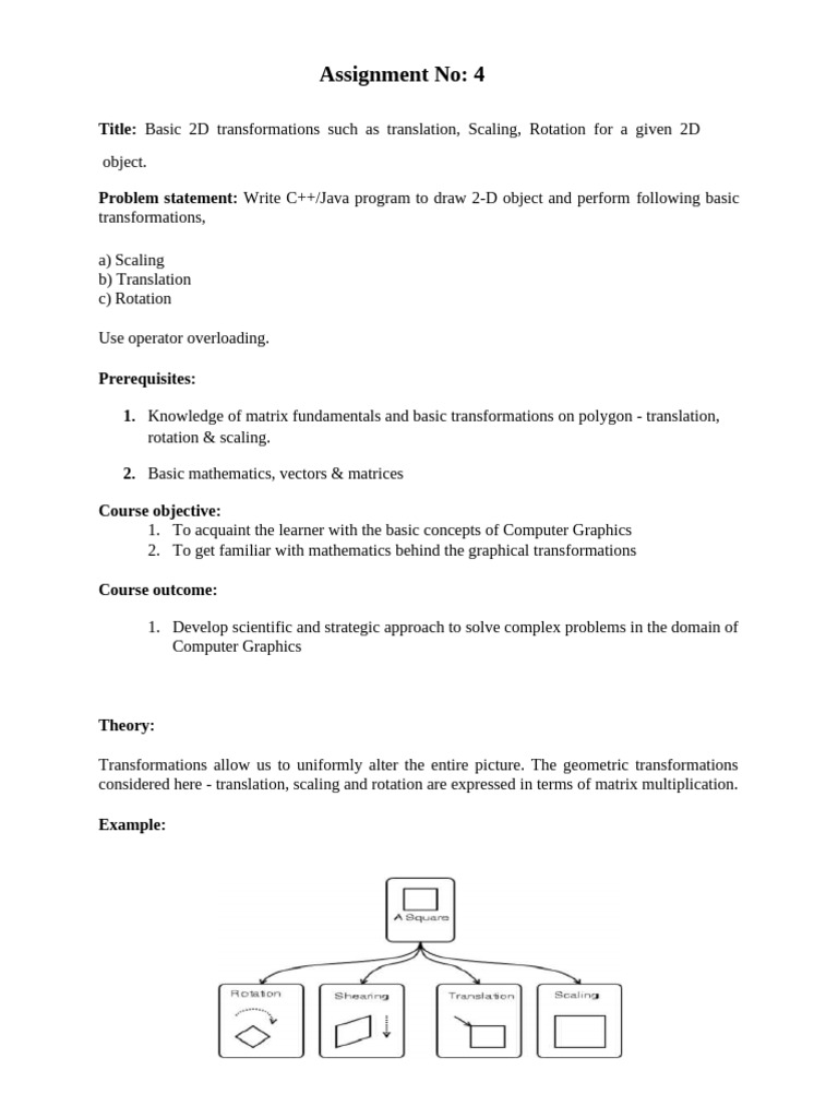 CG Lab Assignment No 4 | PDF | 2 D Computer Graphics | Matrix (Mathematics)