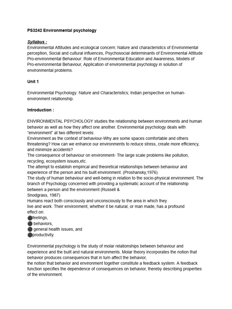 Environmental Psychology | PDF | Psychology | Validity (Statistics)