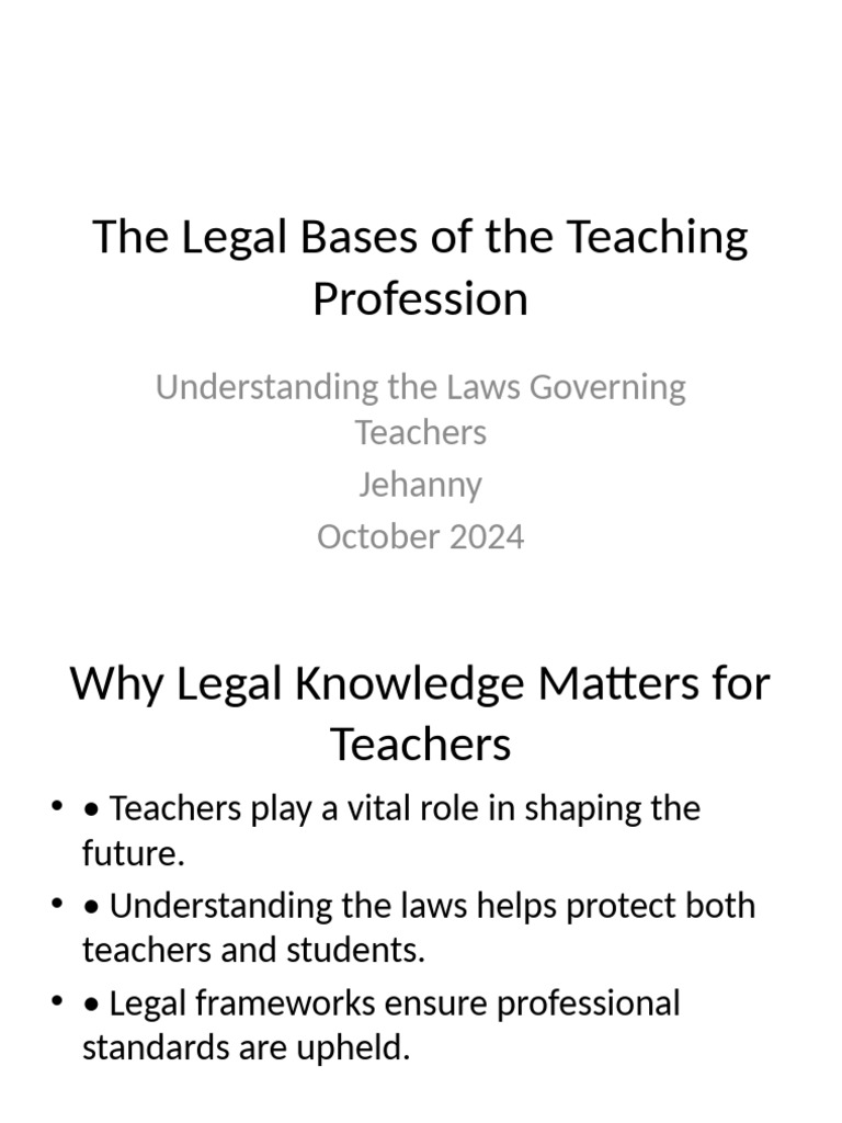 Legal Bases of Teaching Profession | PDF