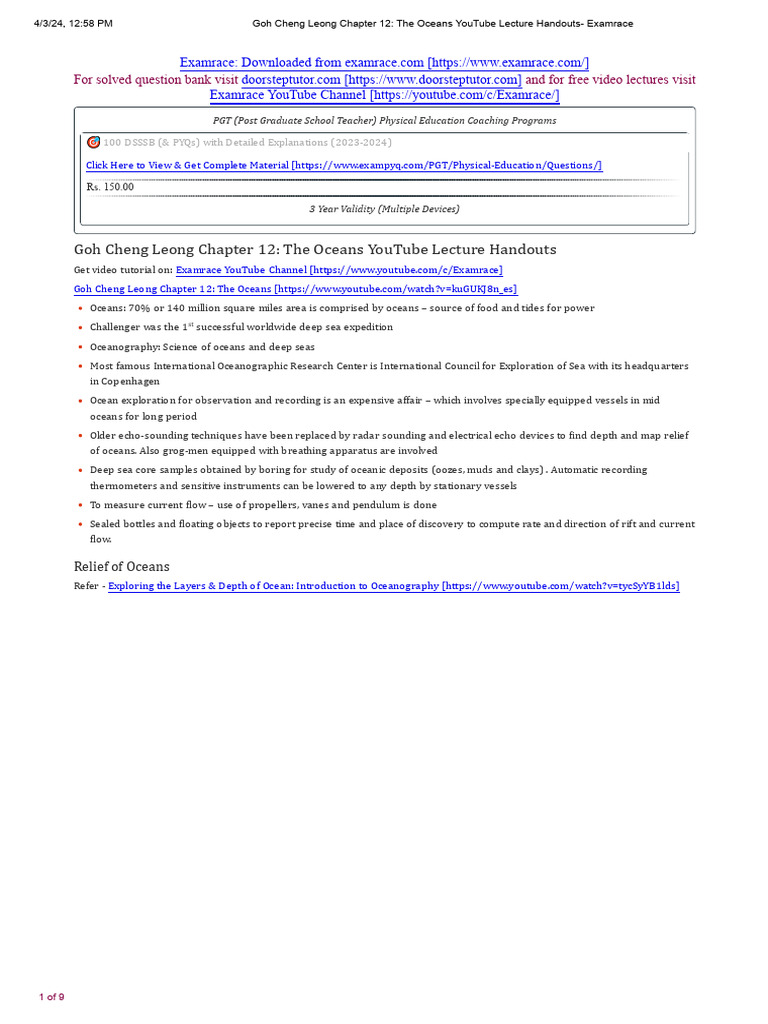 Goh Cheng Leong Chapter 12 YouTube Lecture Handouts | PDF | Continental ...