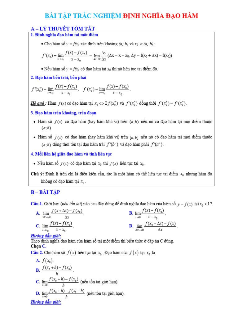 GT11 - Dinh Nghia Dao Ham | PDF
