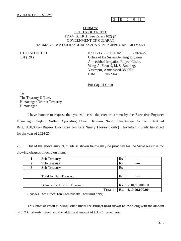 Gujarat Capital Grant LOC 2024-25 | PDF