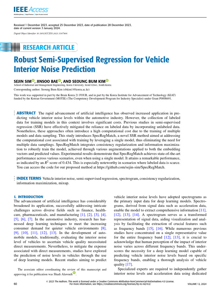 Robust Semi-Supervised Regression For Vehicle Interior Noise Prediction | PDF | Artificial ...