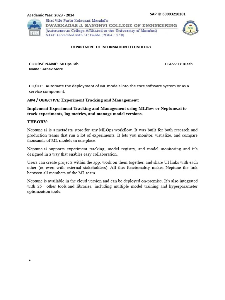 Arnav MLOPSLab06 | PDF | Computer Programming | Information Technology