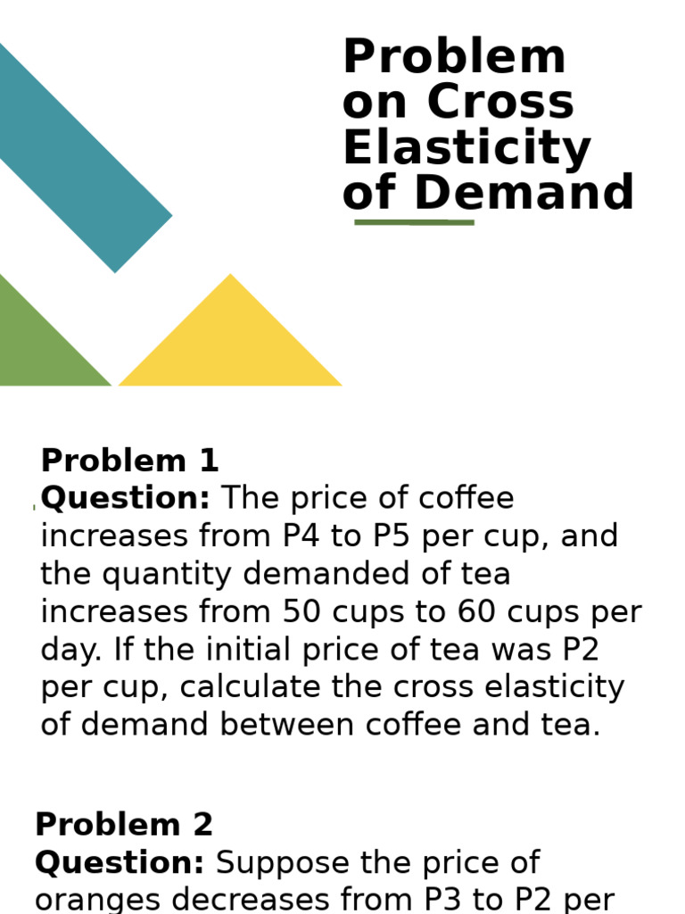 Cross Elasticity of Demand Problems | PDF