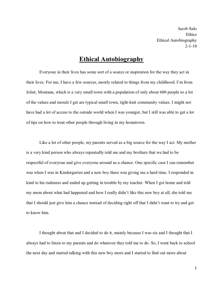 Ethical Autobiography | PDF