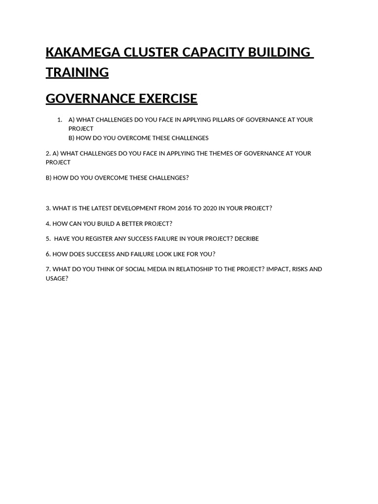 Governance Exercise Kk Pdf Career And Growth Business