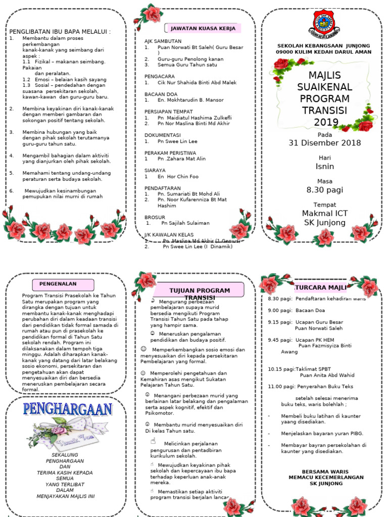 Program Transisi Tahun Satu SK Junjong | PDF