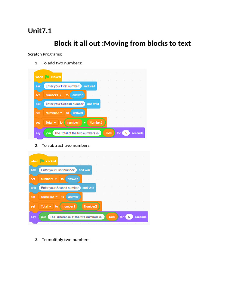 Unit7.1 Block It All Outmoving From Blocks To Text | PDF | Data Type | Python (Programming Language)