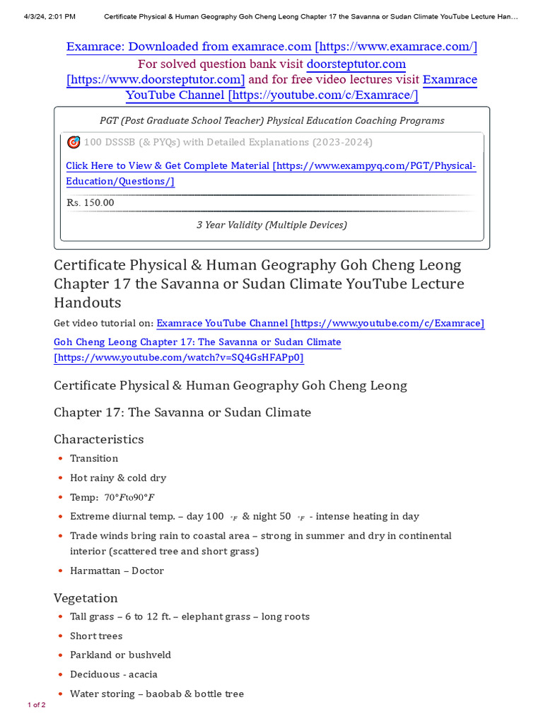 Goh Cheng Leong Chapter 17 YouTube Lecture Handouts | PDF | Savanna ...