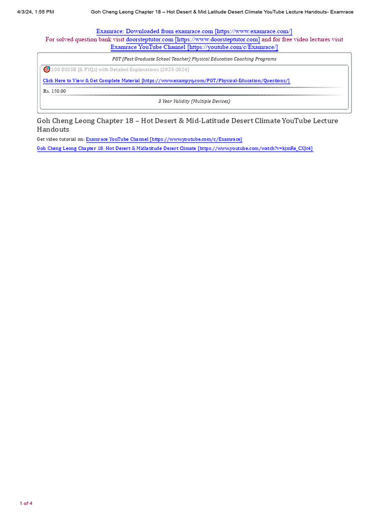 Goh Cheng Leong Chapter 18 YouTube Lecture Handouts | PDF | Desert ...