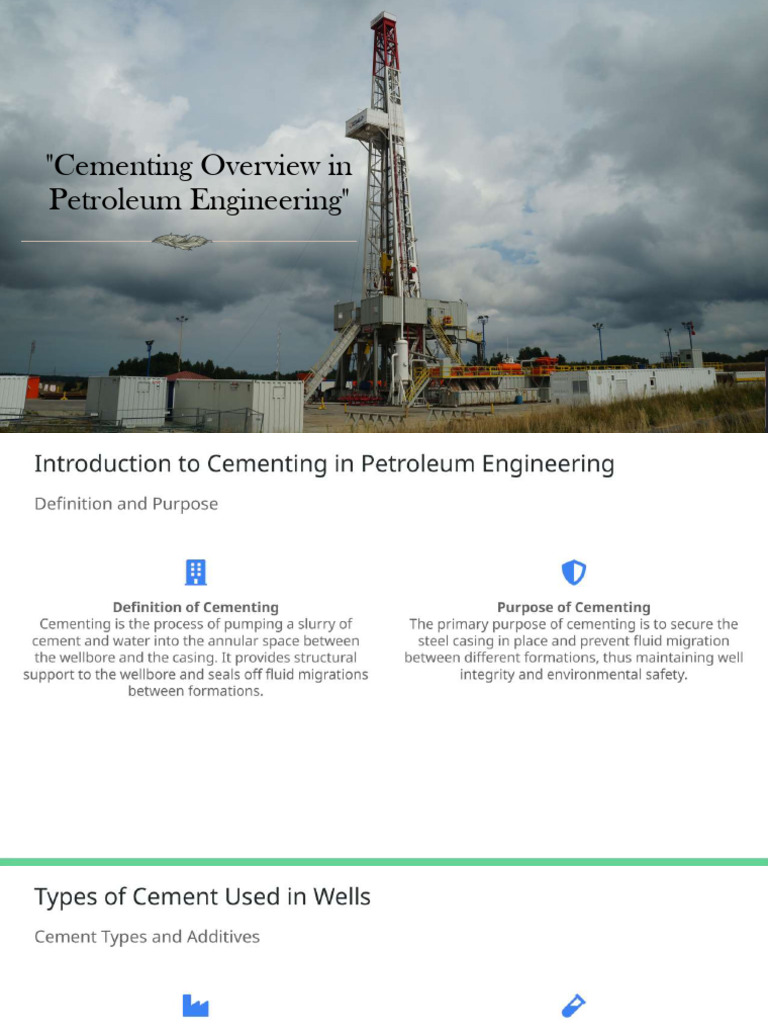 Cementing Overview in Petroleum Engineering | PDF