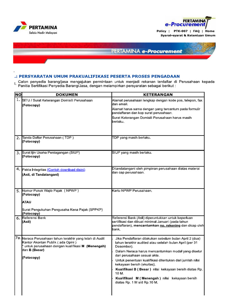 Cara Registrasi Eproc Pertamina | PDF