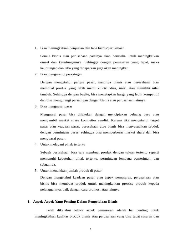 ASPEK PEMASARAN STUDI KELAYAKAN | PDF