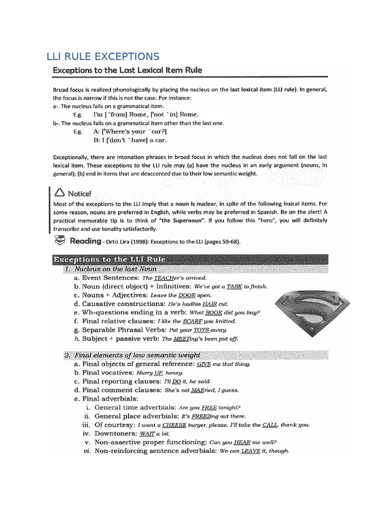 Phonetics - LLI RULE EXCEPTIONS | PDF