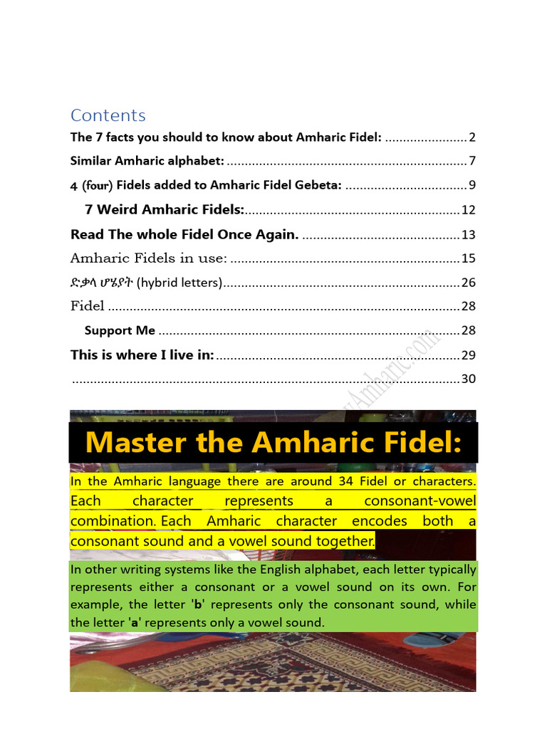 Mastering Amharic Fidel Basics | PDF | Consonant | Encodings