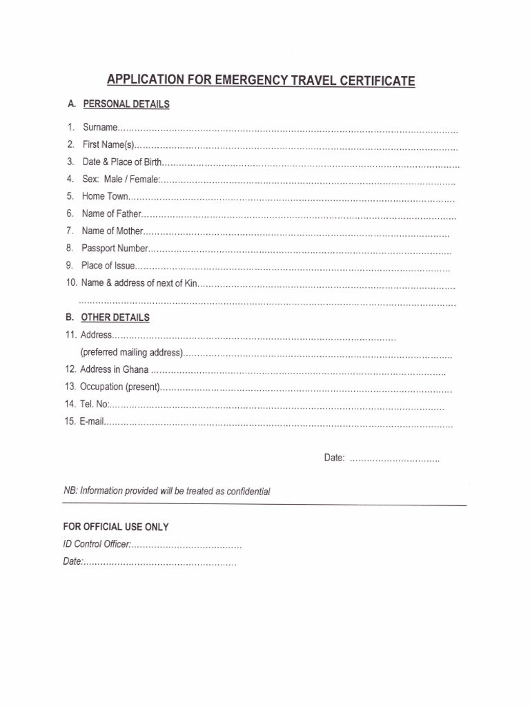 3209 Travel Certificate | PDF