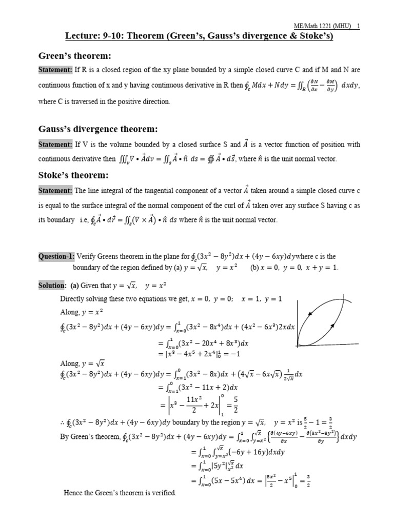Lecture-9-10 Vector Theorems | PDF | Calculus | Mathematical Analysis