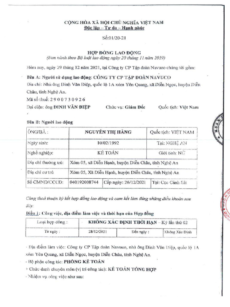 Labor Contract | PDF