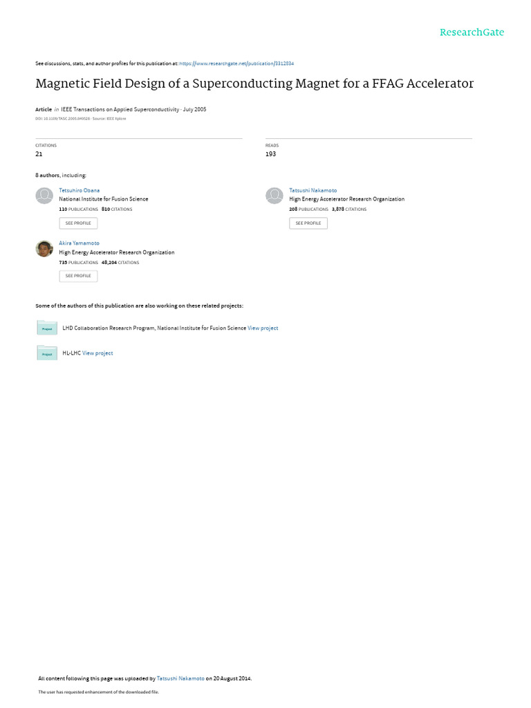 Magnetic Field Design of A Superconducting Magnet | PDF | Particle ...