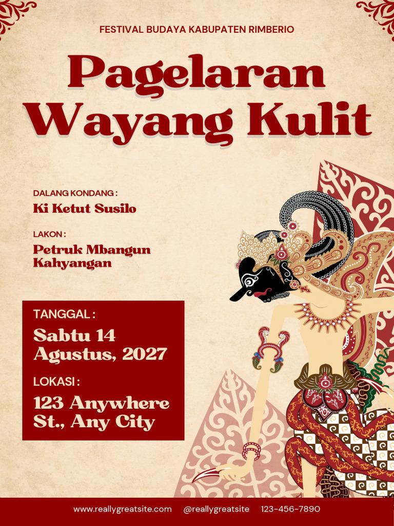 Krem Merah Ilustrasi Pagelaran Wayang Kulit Flyer | PDF