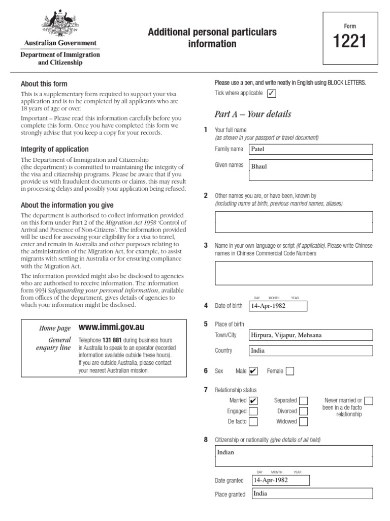 form 1221 | Travel Visa | Passport