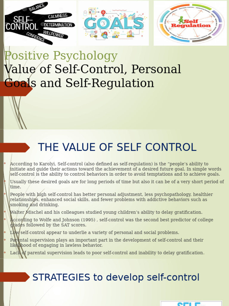 Self Control and Self Regulation | PDF | Self-Management | Self Control