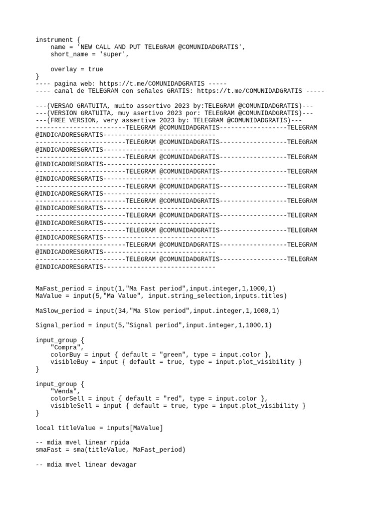 Free Call and Put Signals on Telegram | PDF | Computers