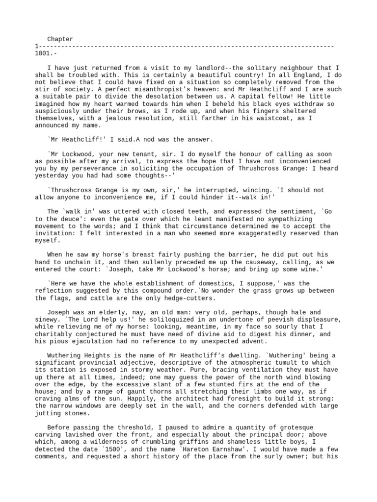 Wuthering Heights | PDF | Heathcliff (Wuthering Heights)