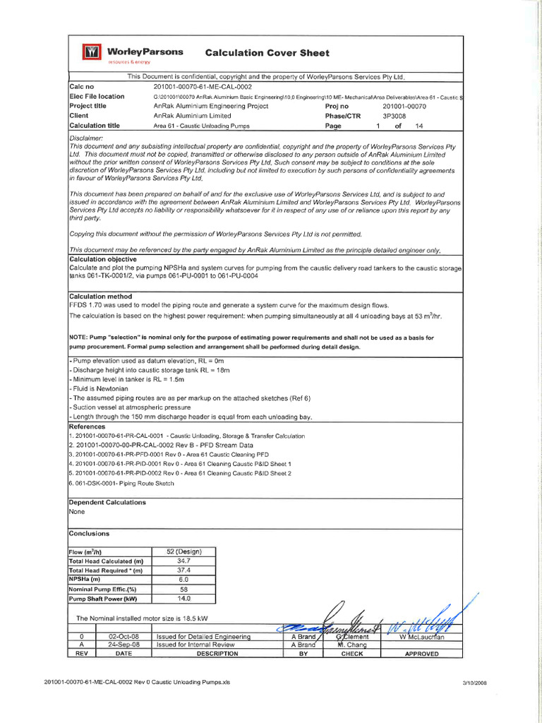 201001-00070-61-ME-CAL-0002_0 Caustic Unloading Pumps | PDF