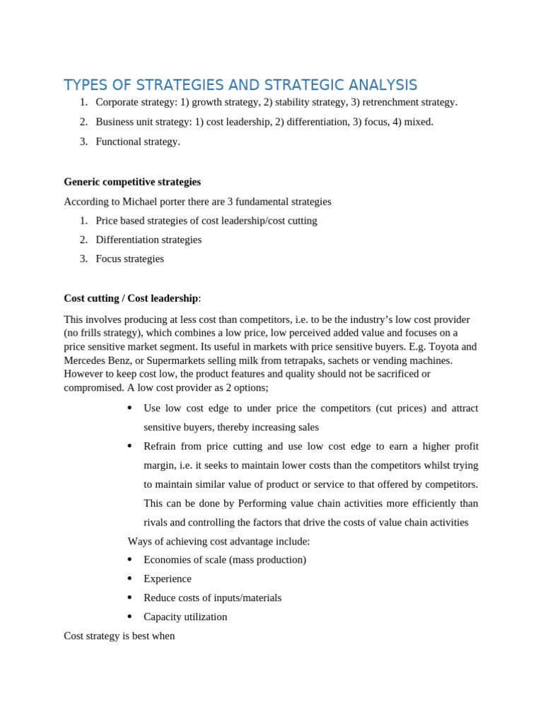 Strategic Management Notes Part 3-2 | PDF | Strategic Management | Swot ...