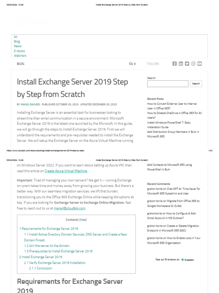 Install Exchange Server 2019 Step by Step From Scratch | PDF | Active ...