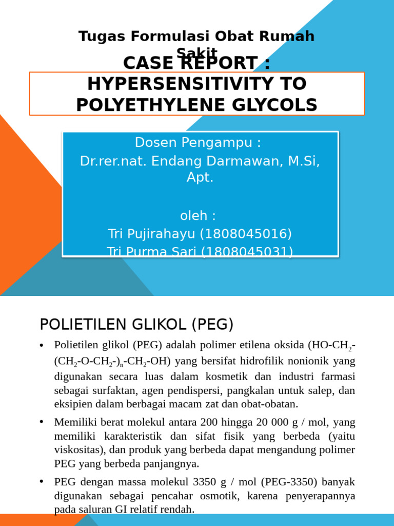 1808045016-1808045031-Case Report Hypersensitivity To Polyethylene Glycols | PDF