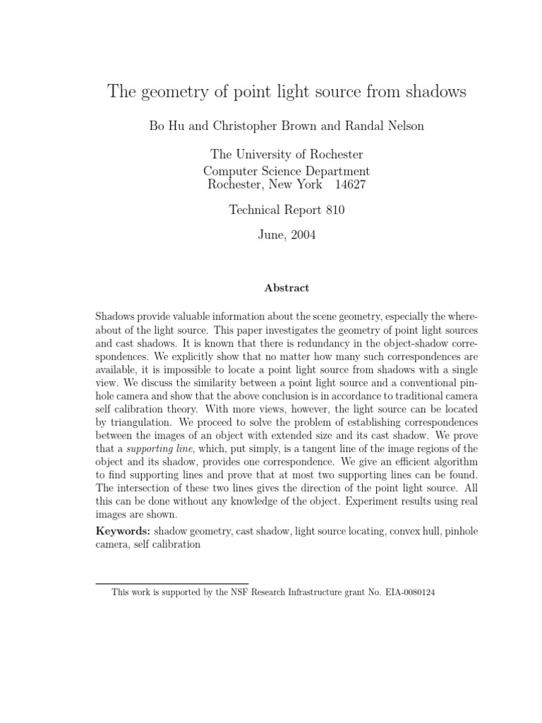 The Geometry of Point Light Source From Shadows | PDF | Shadow ...
