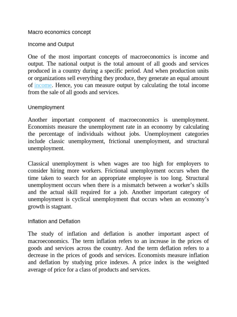 Macro Economics Concept Pdf Macroeconomics Unemployment