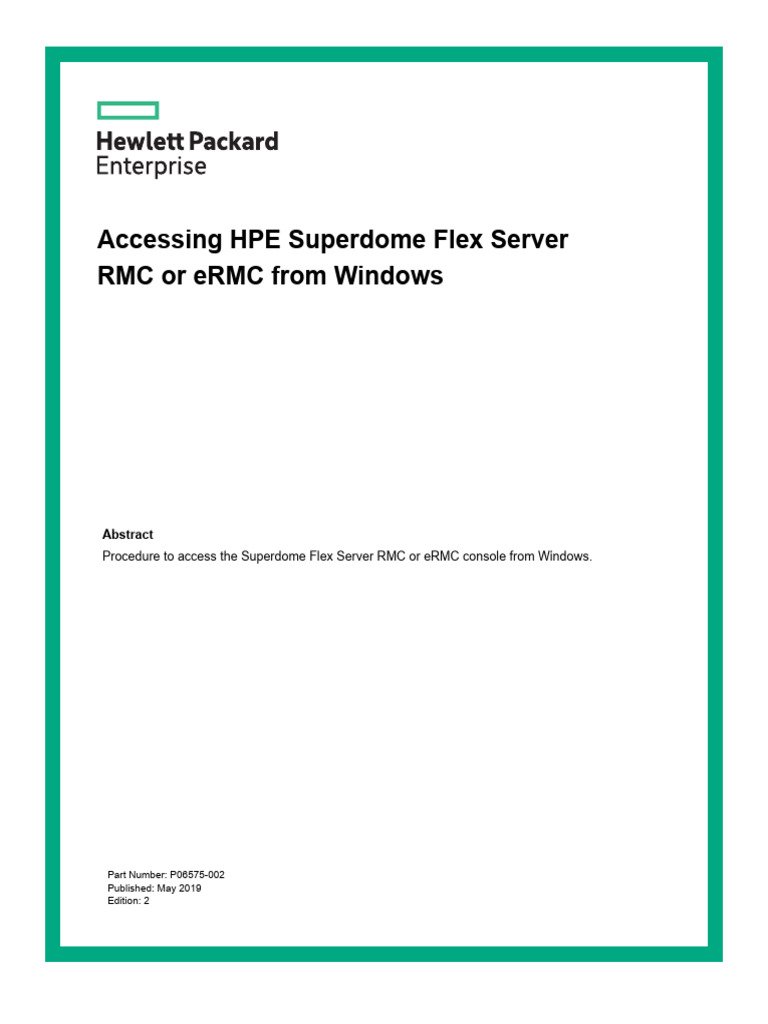 Accessing HPE Superdome Flex Server RMC or eRMC From Windows | PDF ...