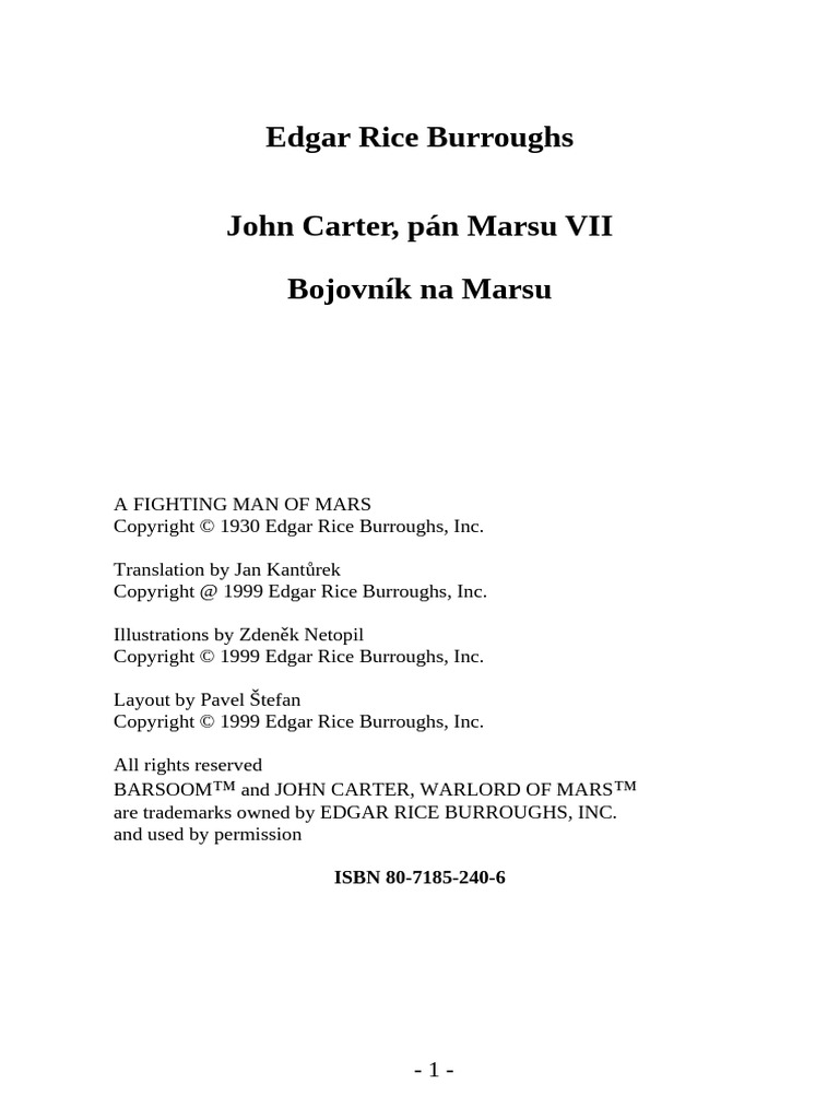 Edgar Rice Burroughs - 07 Bojovník Na Marsu | PDF