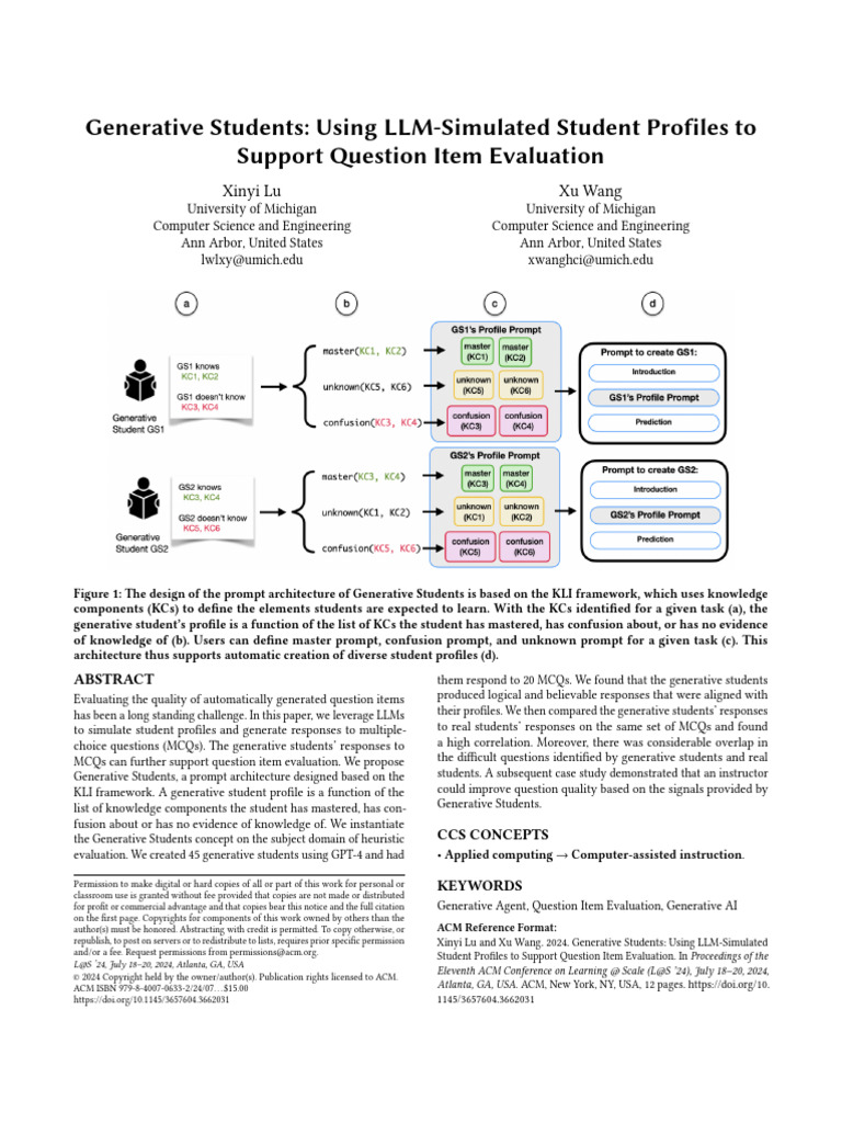 Generative Students Using LLM-Simulated Student Profiles | PDF ...